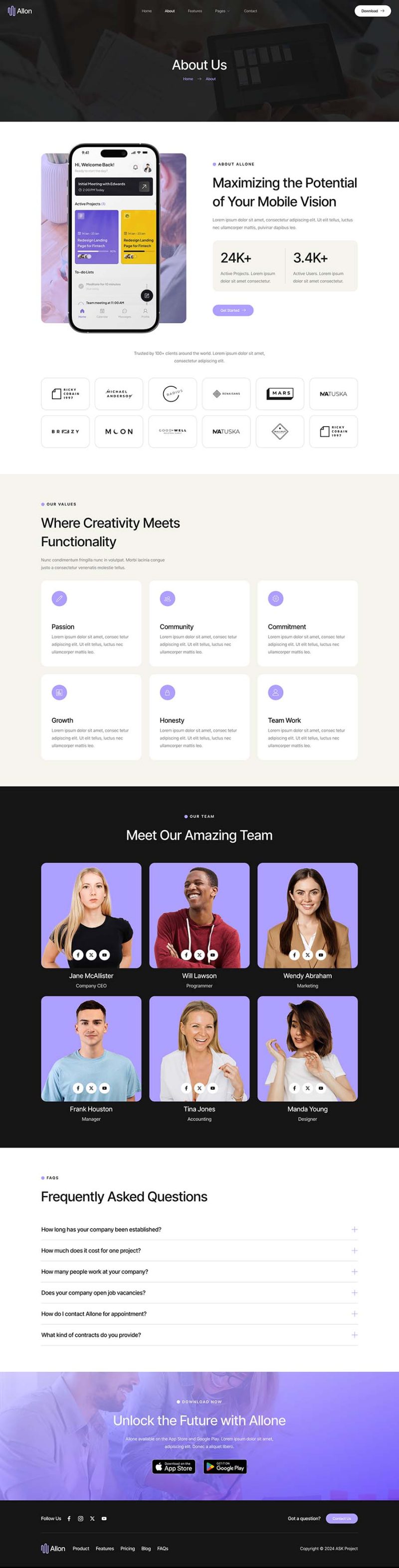 Скачайте Allon — Шаблоны Elementor для мобильных приложений и стартапов | Шаблоны Elementor | Ekshen