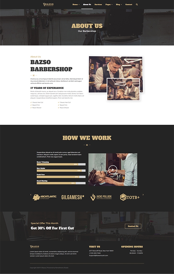 Скачайте Bazso - шаблон Elementor для барбершопов | Шаблоны Elementor | Ekshen
