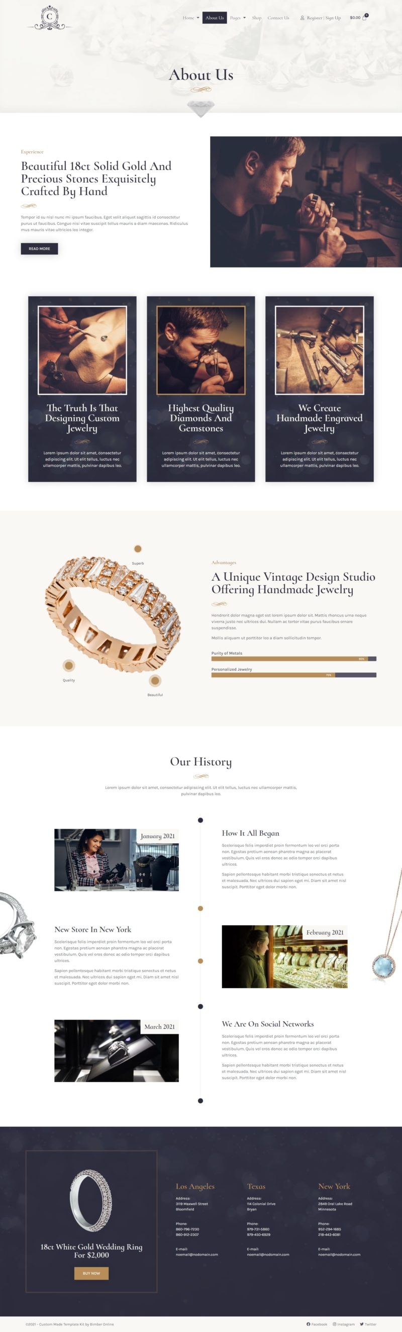 Скачайте набор шаблонов Elementor для ювелирных магазинов и бижутерии | Шаблоны Elementor | Ekshen