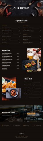 Скачайте шаблон Sovy для сайтов ресторанов на Elementor | Шаблоны Elementor | Ekshen